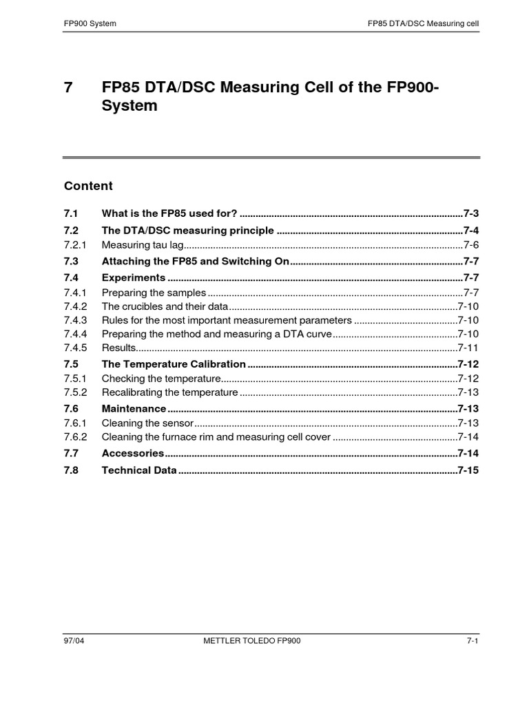 Manuel Utilisateur FP85 ENG | PDF | Differential Scanning Calorimetry ...