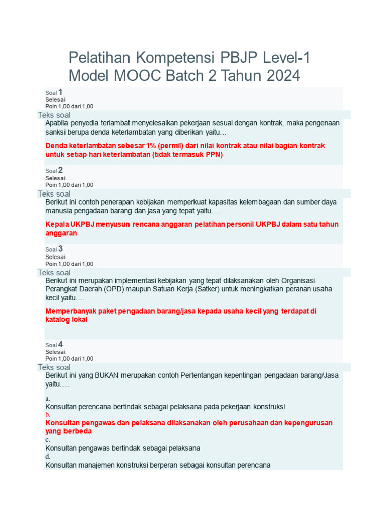 Latihan Soal Pengantar PBJ | PDF | Bisnis