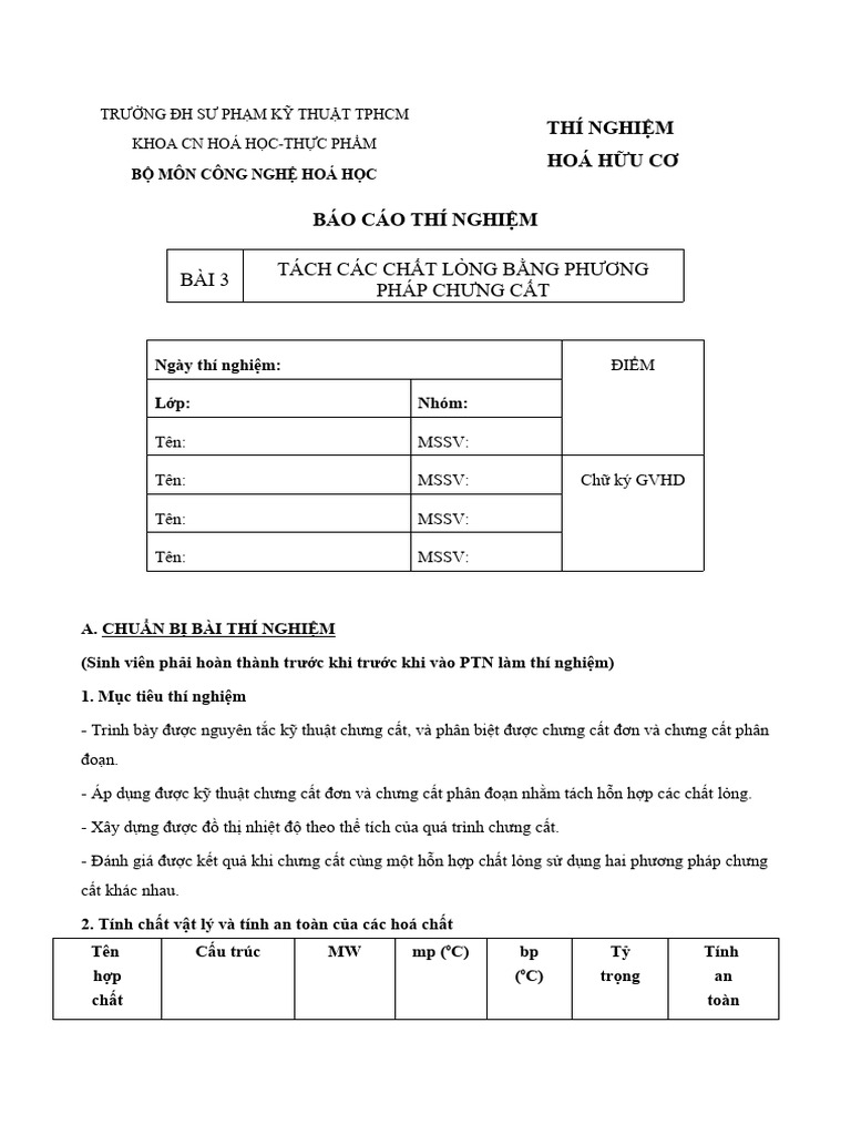 Thí Nghiệm Hhc Bài 3 | PDF