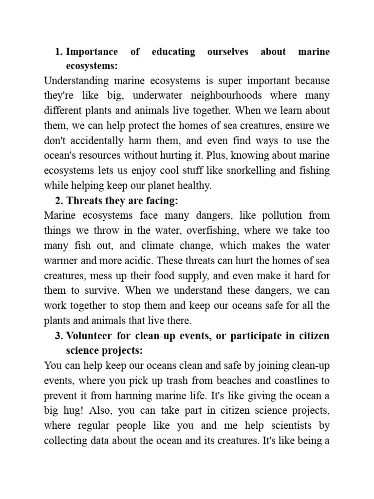 Importance of Educating Ourselves About Marine Ecosystems | PDF ...
