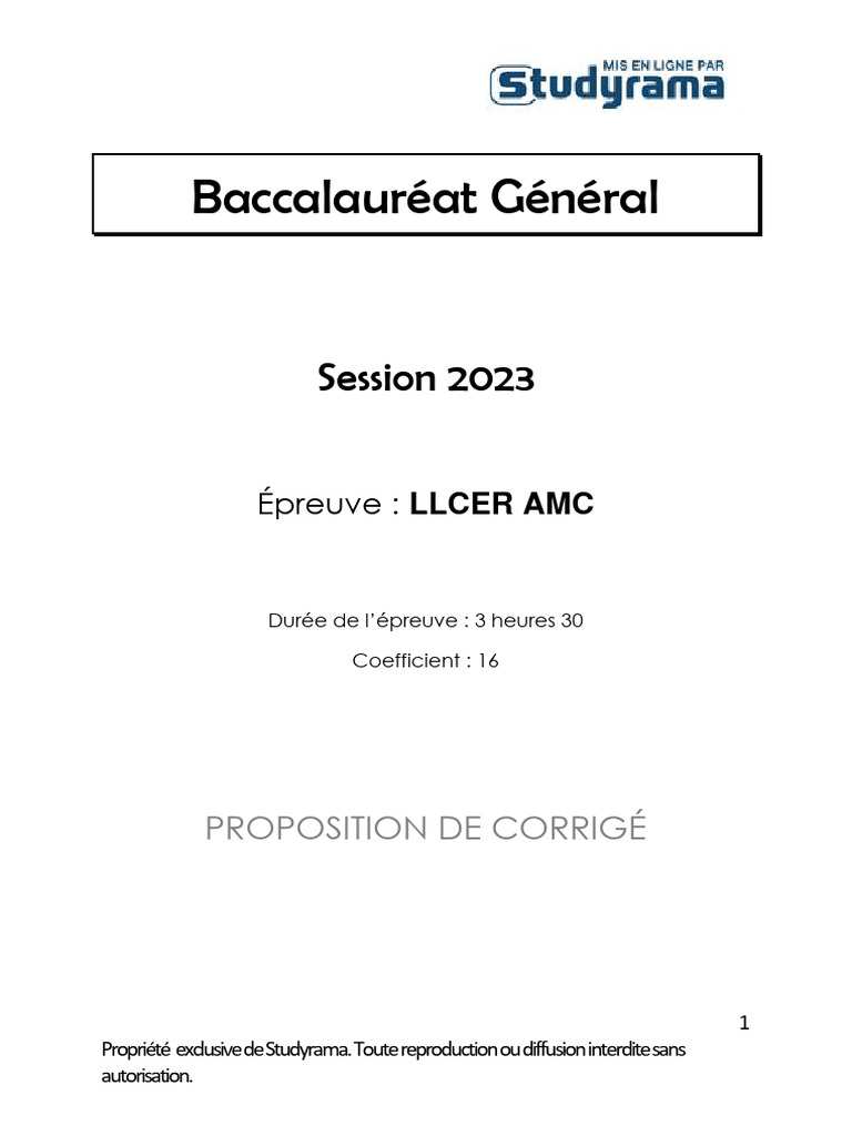 Corrigé de l'épreuve LLCER AMC 2023 | PDF | Traductions | Linguistique