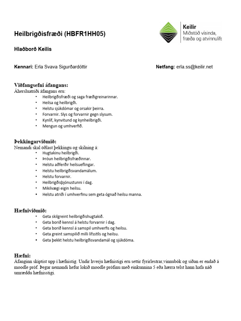 Kennsluáætlun Heilb - FR 23 | PDF