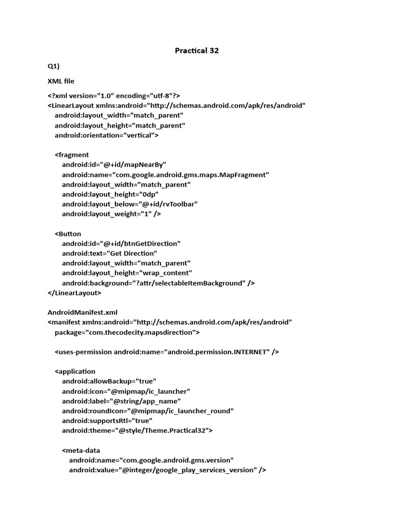 Practical 32 | Download Free PDF | Android (Operating System) | Parameter (Computer Programming)