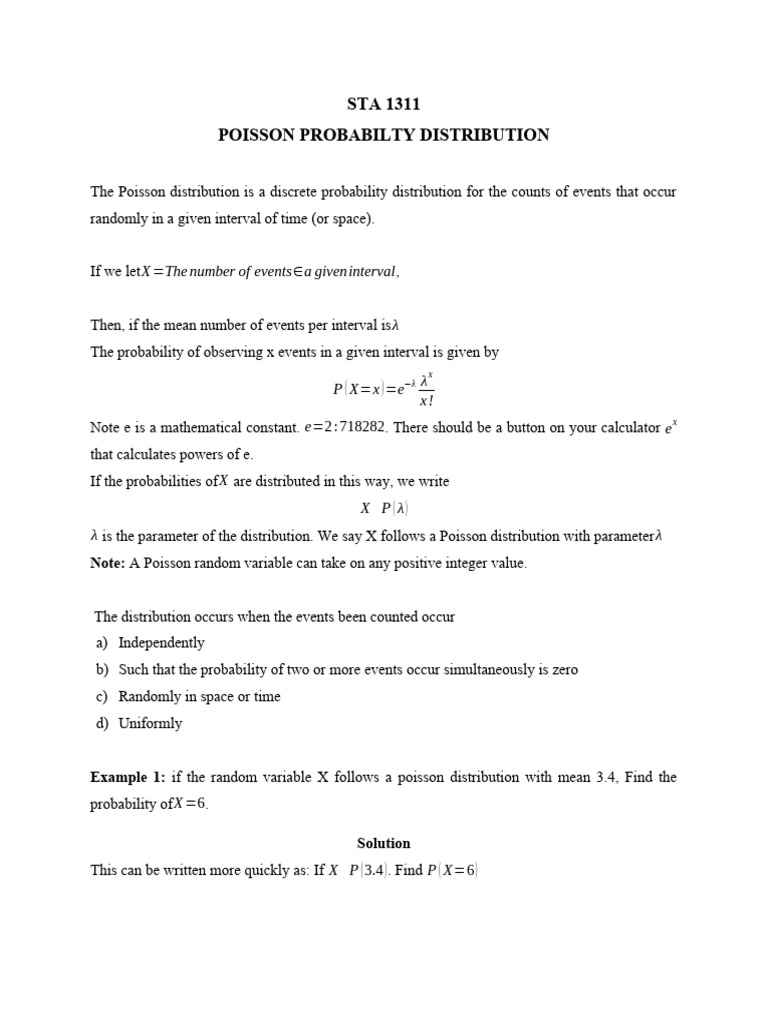Poisson Probability Distribution | PDF | Probability Distribution ...