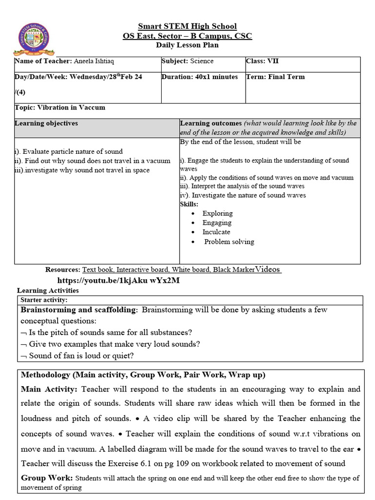 Lesson Plan File 4 | PDF | Sound | Waves