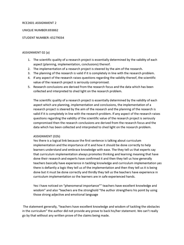Rce2601 Assignment 2 | PDF | Learning | Curriculum