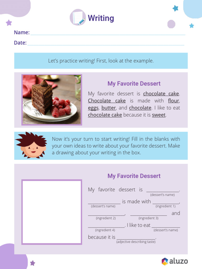 Favorite Dessert Writing Exercise | PDF