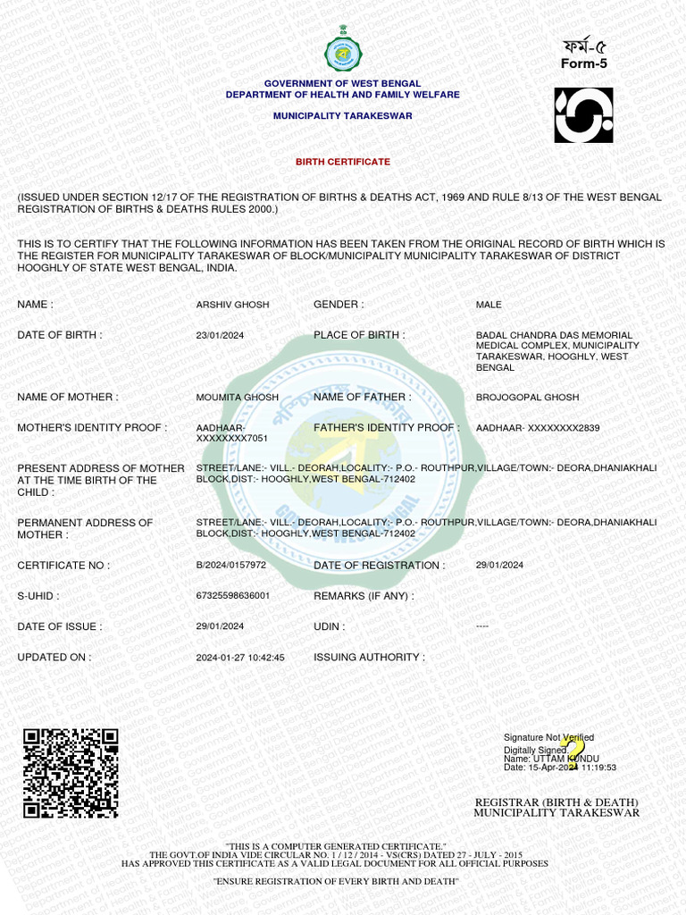 SignedBirthCertificate 9678358 93 | PDF | Birth Certificate ...