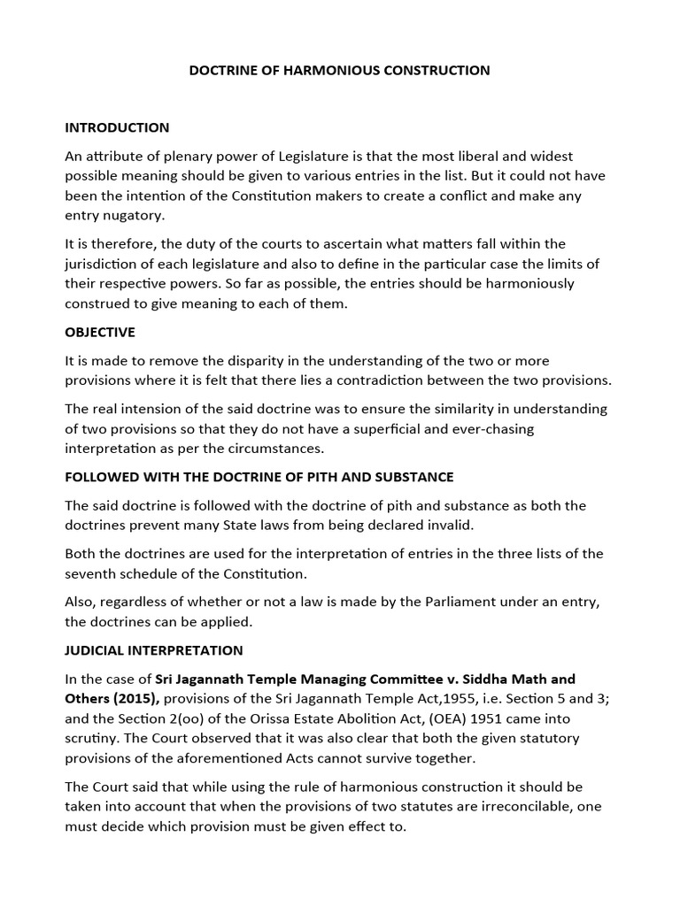 Harmonious Construction | PDF | Legal Documents | Justice