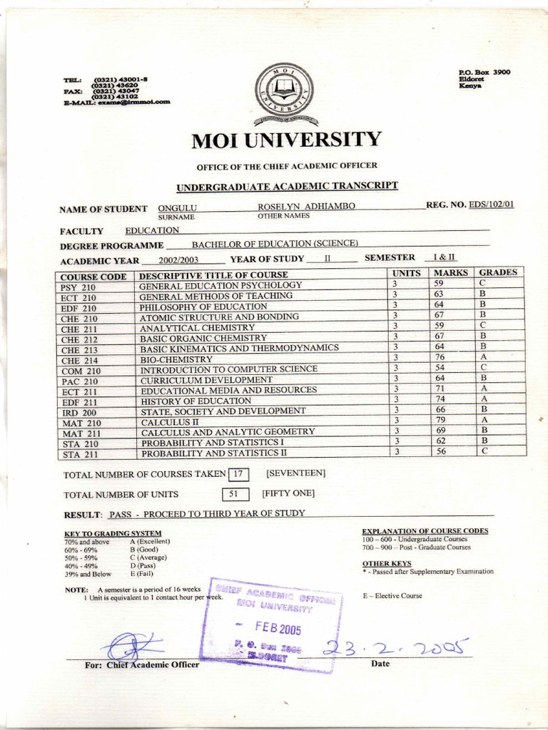 Bachelors Year 2 Transcript | PDF