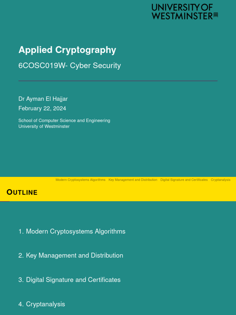 Applied Cryptography | PDF | Cryptography | Cryptanalysis Applied Cryptography | PDF | Cryptography | Cryptanalysis