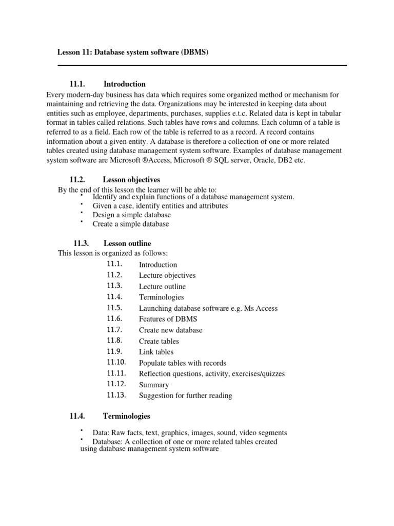 Lecture 11 | PDF | Databases | Microsoft Access