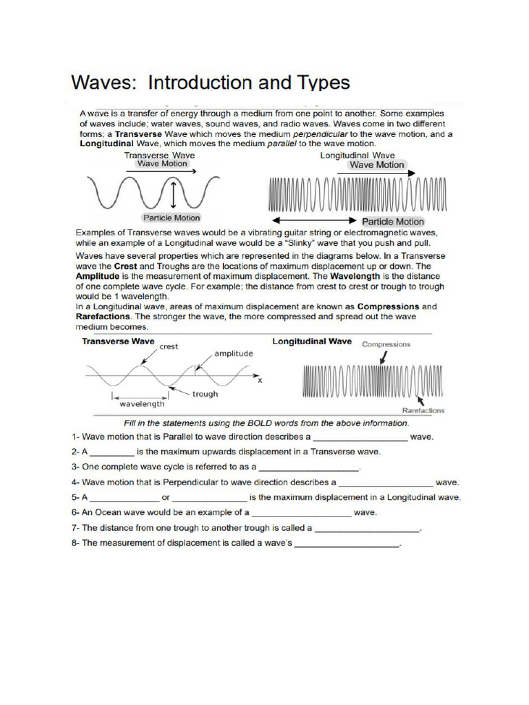 Worksheet Waves Classwork | PDF