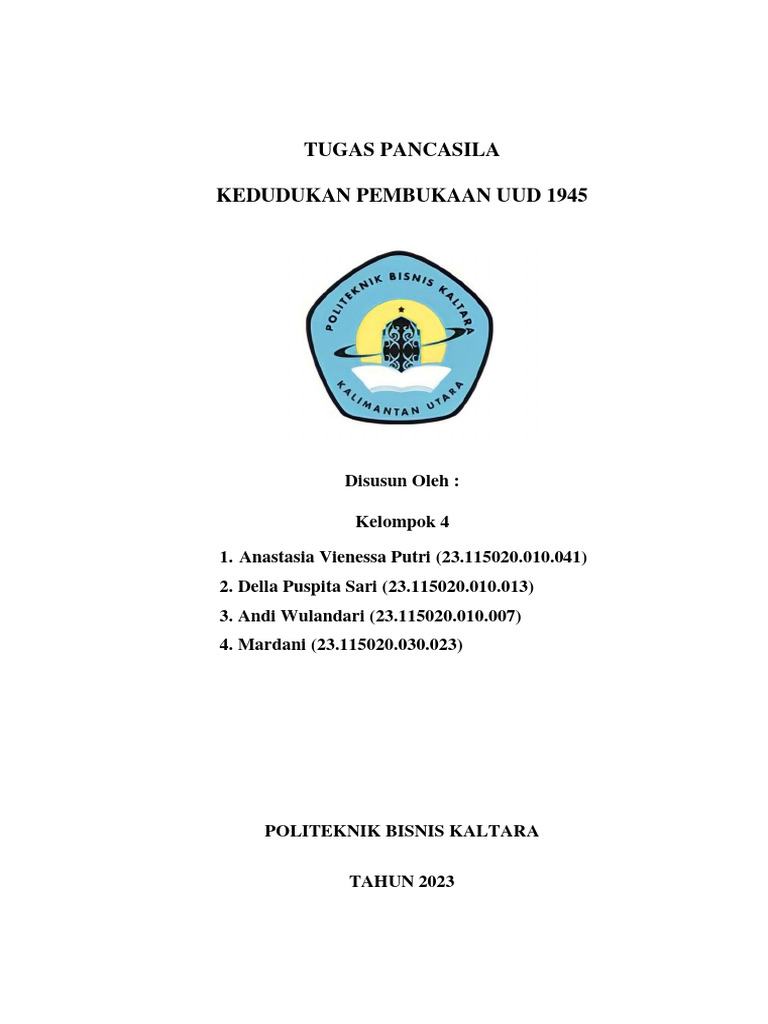 Kedudukan Pembukaan UUD 1945 | PDF