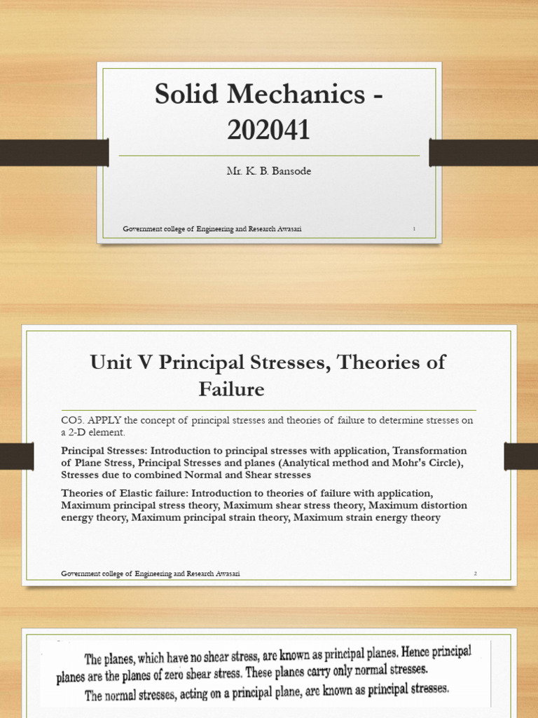 Principal Stresses and Failure Theories | PDF | Stress (Mechanics ...