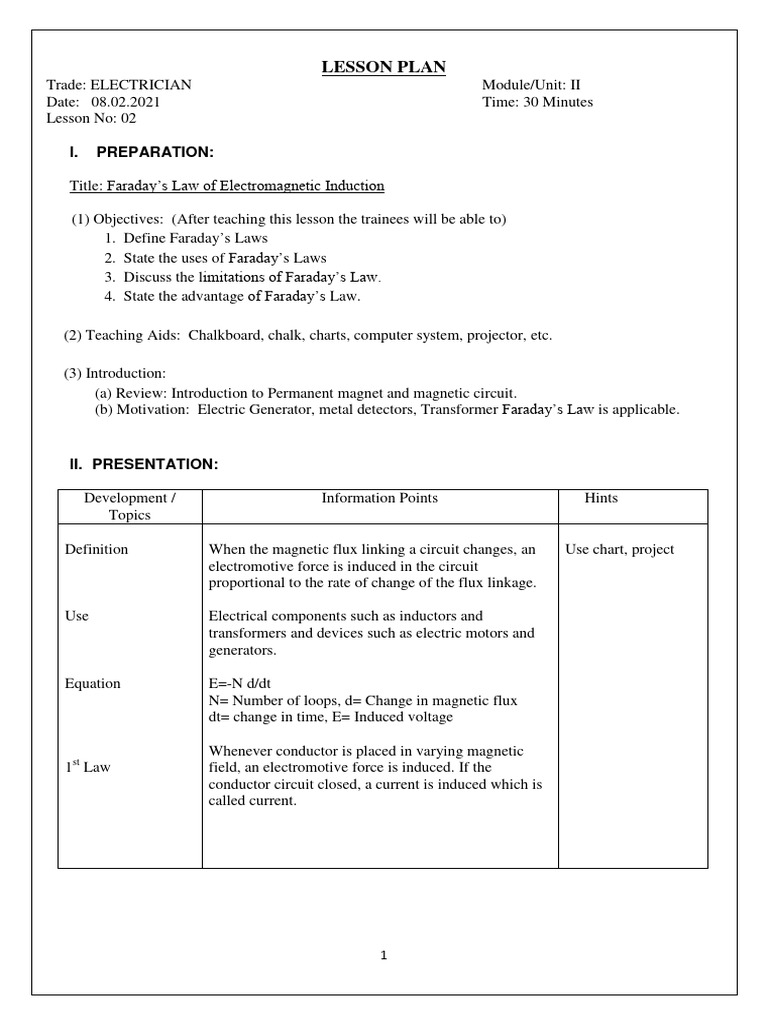 Electrician Lesson: Faraday’s Law | PDF | Electromagnetic Induction ...