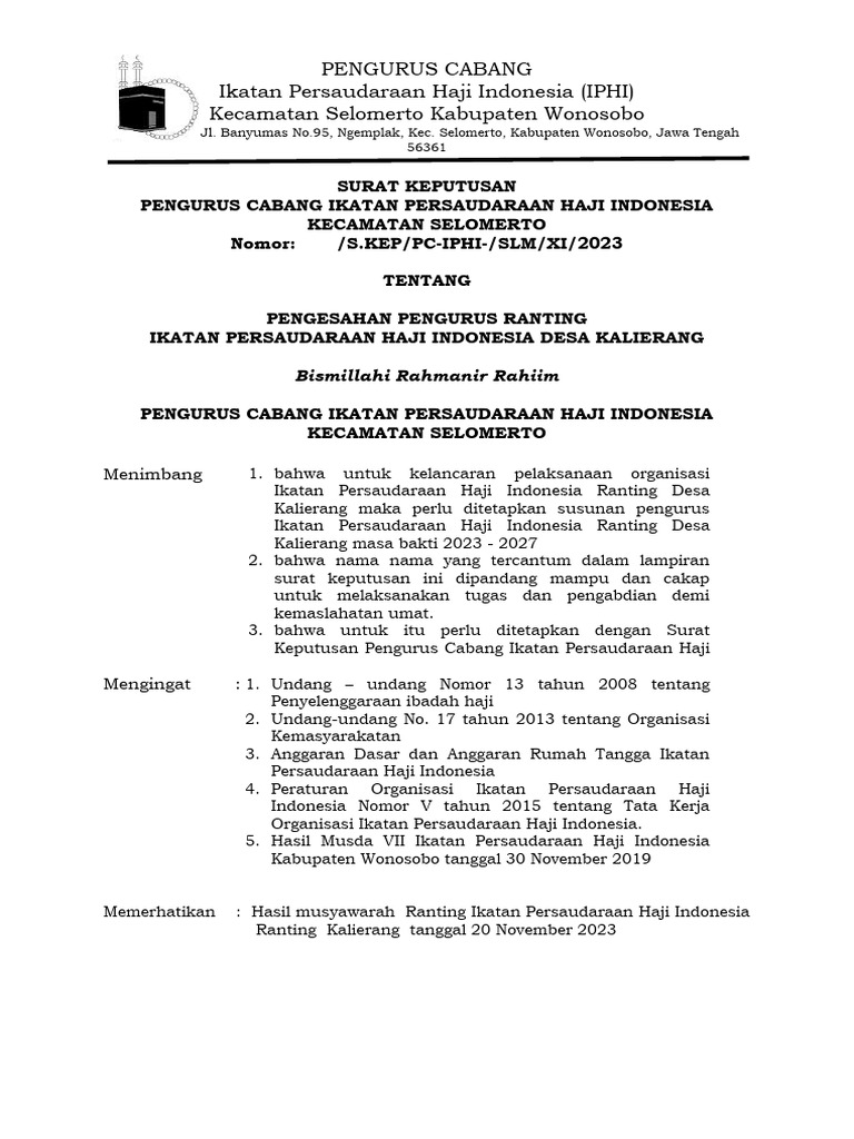 Surat Keputusan IPHI | PDF | Karier & Perkembangan