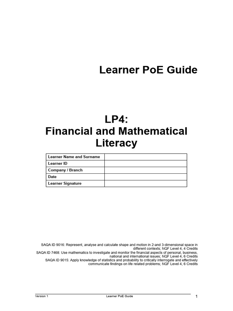 LP4 Learner PoE Guide | PDF | Educational Assessment | Mathematics