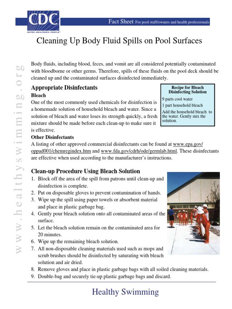 Cleaning-Body-Fluid-Spills-Factsheet 2 | PDF | Bleach | Disinfectant