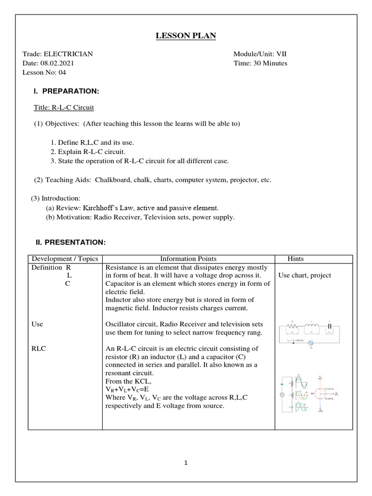 Electrician Lessonplan 4 | PDF | Electrical Network | Series And ...