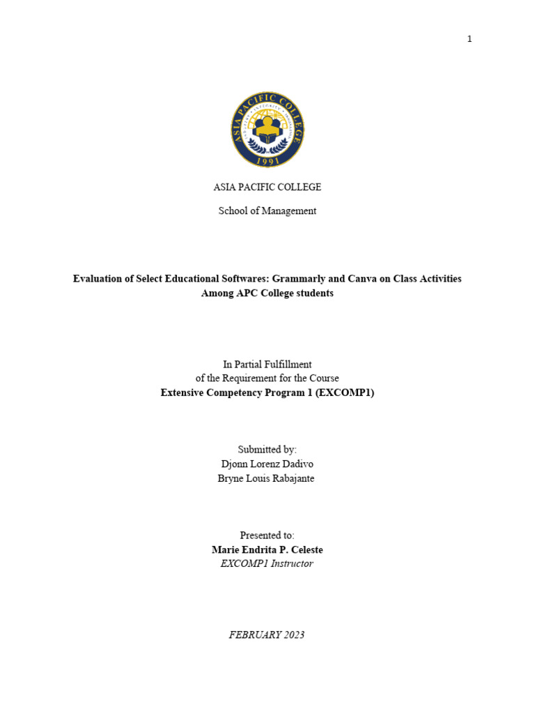 Final Research Excomp Dadivo Rabajante-1 | PDF | Educational Technology ...