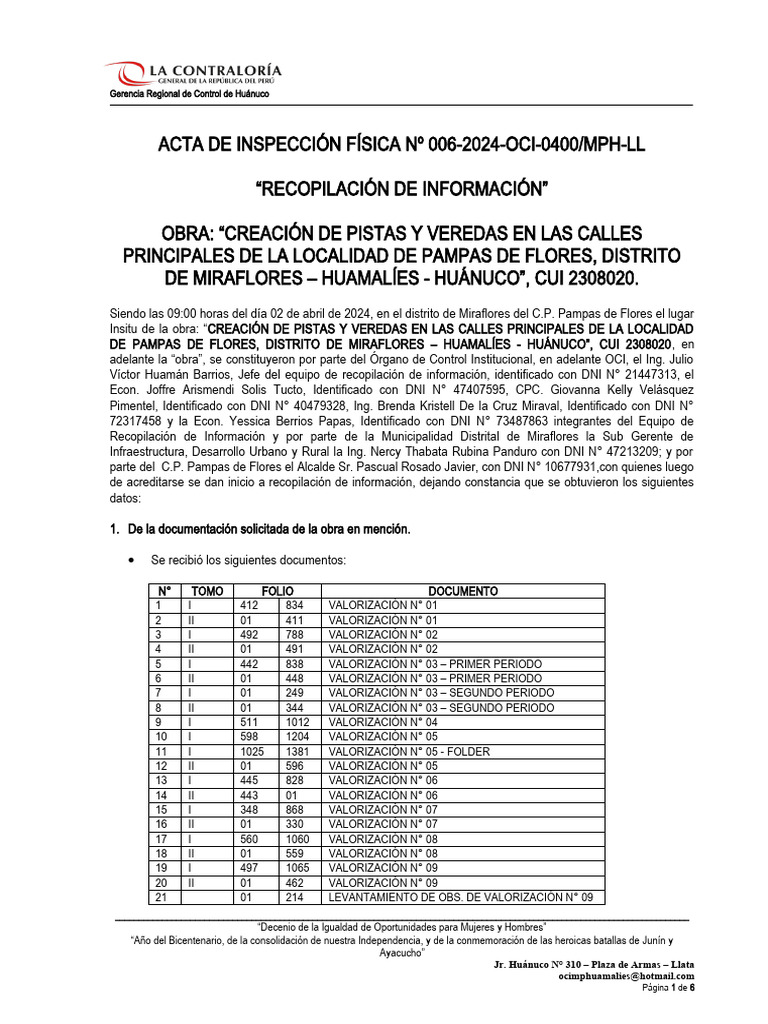 Acta Losa Miraflores #006-2024 | PDF