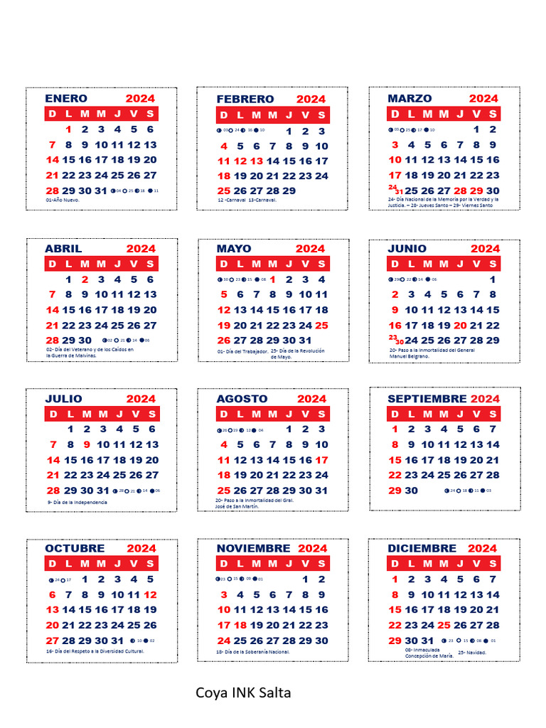 Calendario 2024 con efemérides | PDF