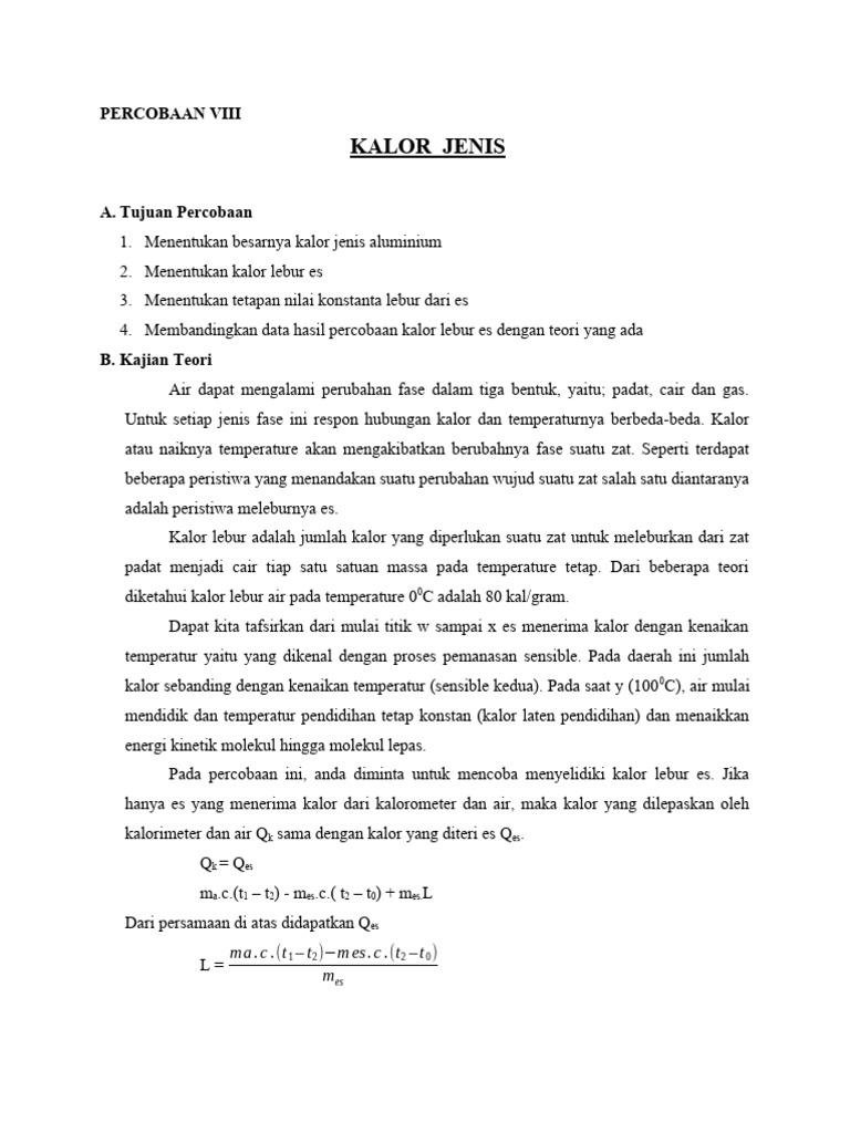Kalor Jenis dan Kalor Lebur Es | PDF