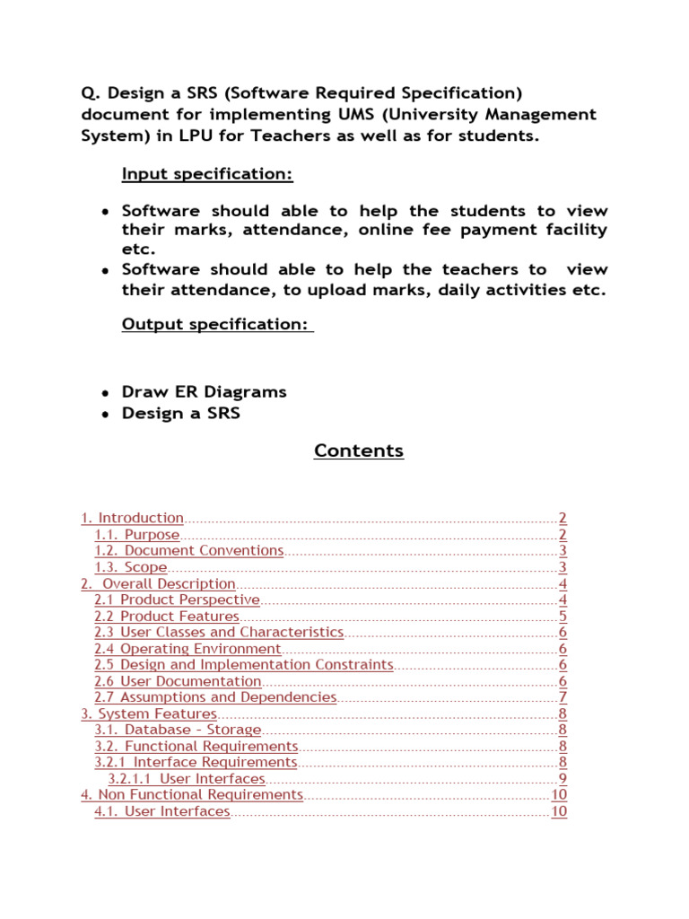 University Management System SRS Document | PDF | Databases | World ...