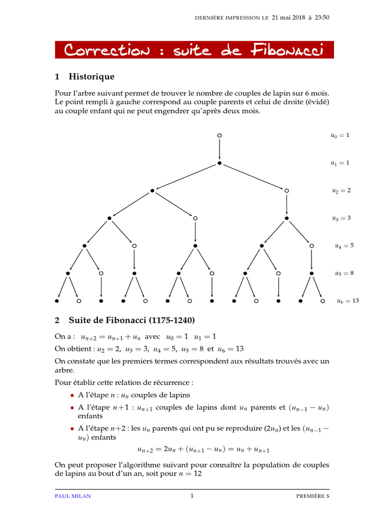 04 Cours Suite Fibonacci Correction | PDF | Analyse mathématique ...