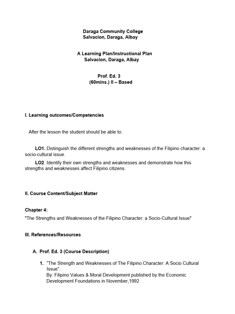 Prof Ed Lesson Plan | PDF | Swot Analysis | Learning