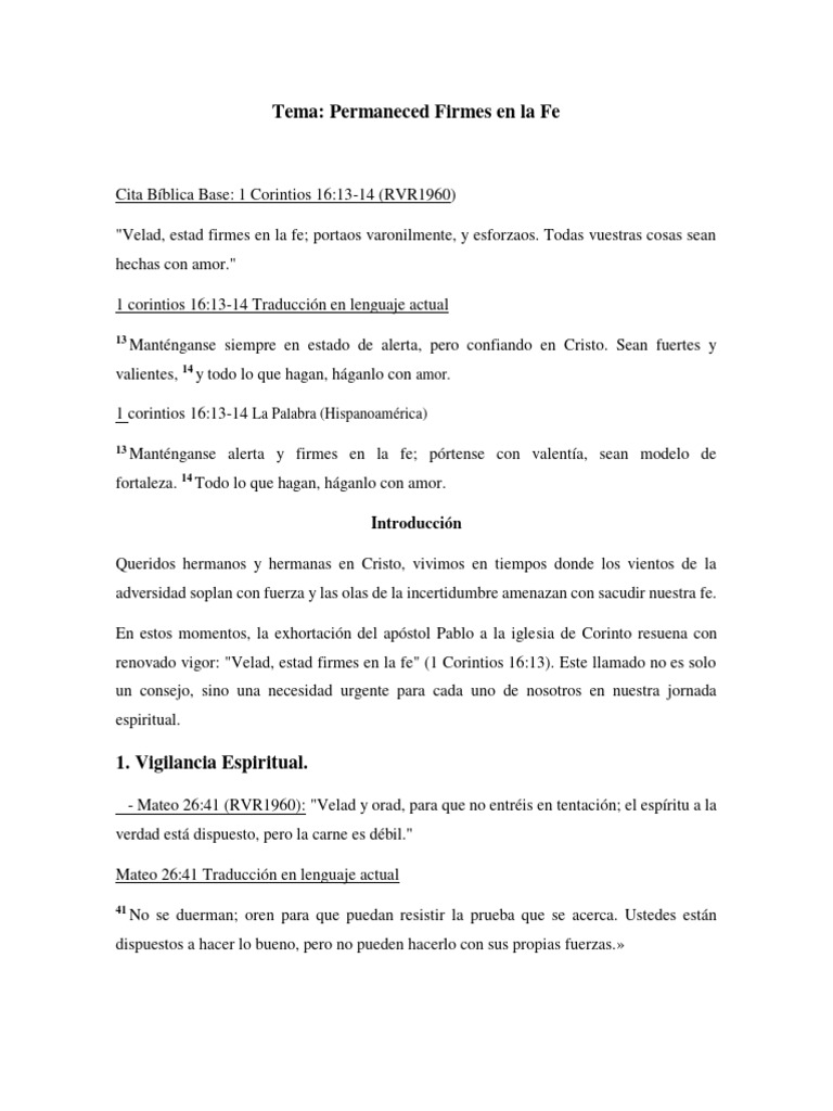 Permanecer Firmes en la Fe | PDF | Fe | Cristo (título)