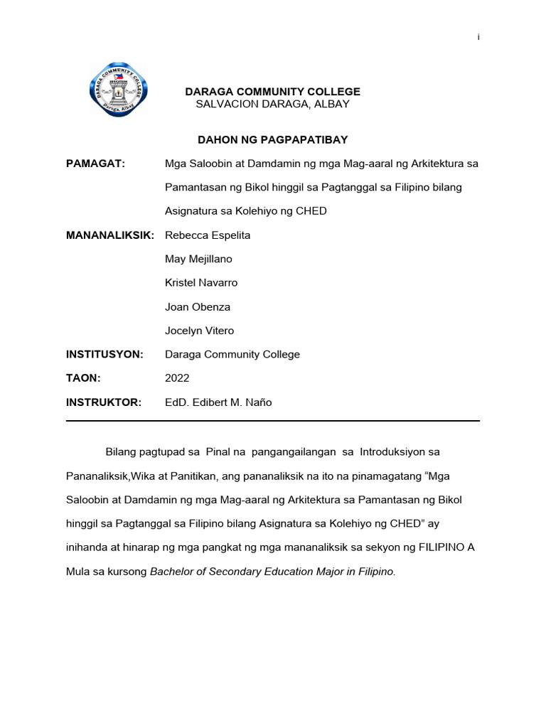 Pahina NG Pamagat | PDF