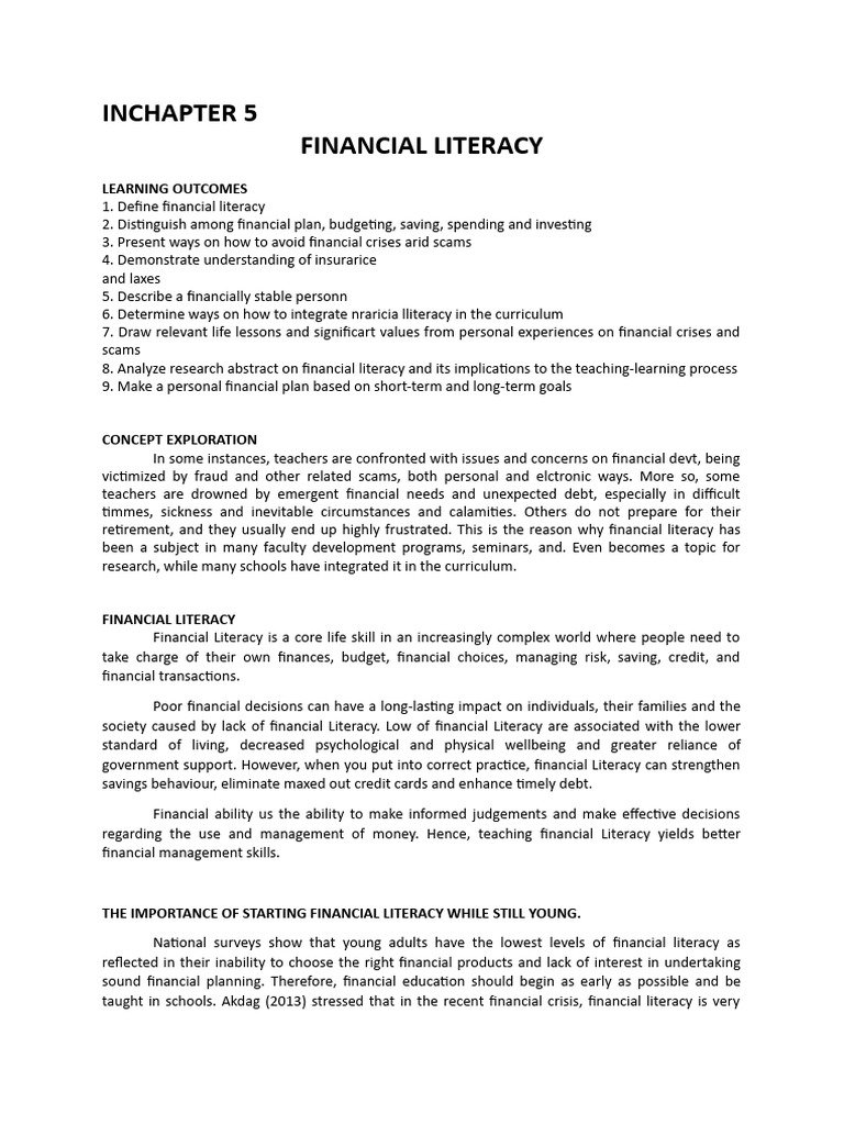 Financial Literacy Report | PDF | Insurance | Life Insurance