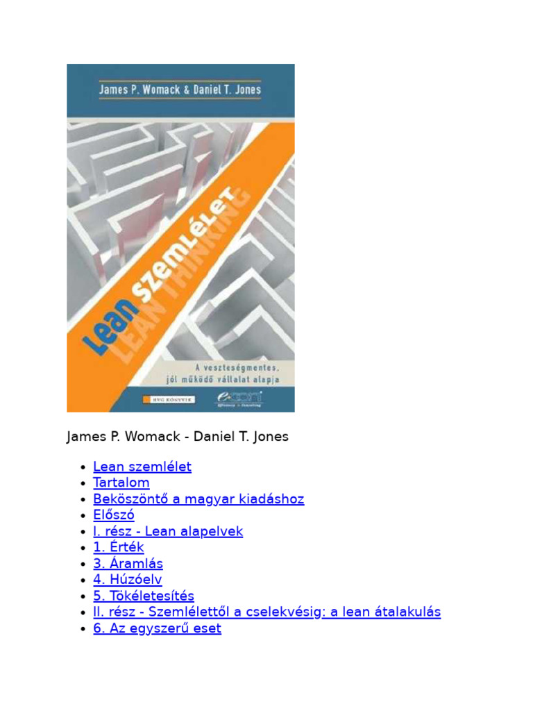 James P. Womack, Daniel T. Jones - Lean Szemlélet | PDF