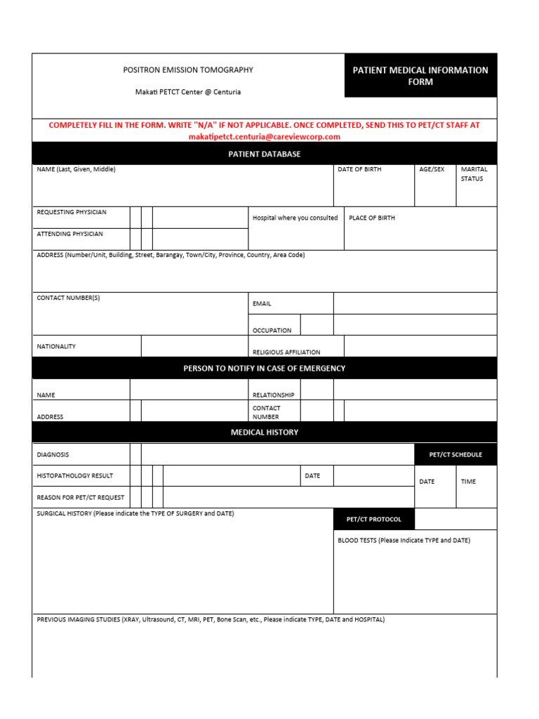 PMIF and Exposure History Form | PDF | Ct Scan | Positron Emission ...