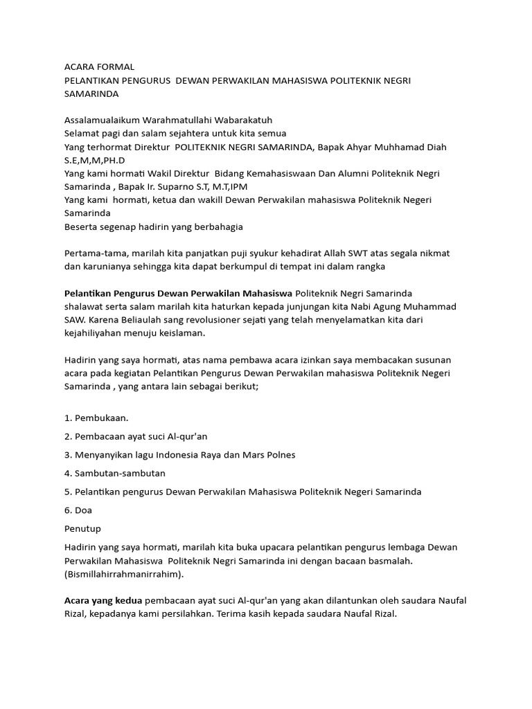 Acara Formal | PDF