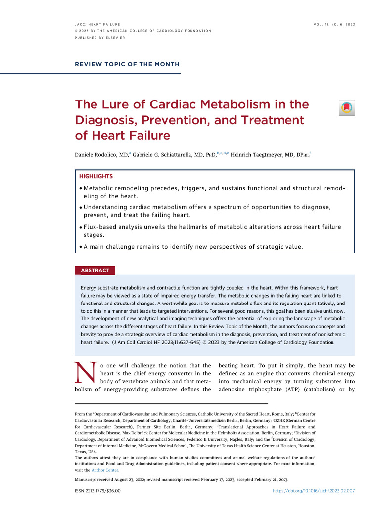 Cardiac Metabolism in Heart Failure | PDF | Nicotinamide Adenine ...