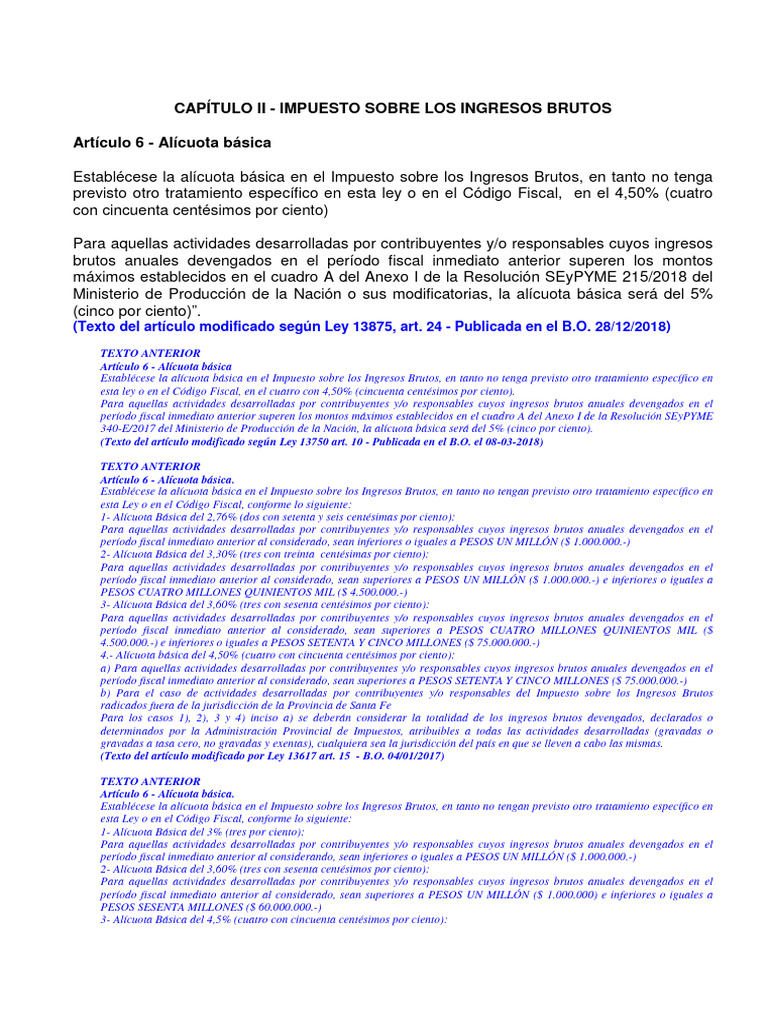 LIA 03 Impuesto Sobre Los Ingresos Brutos (Art. 6 A 14) 2024 | PDF | Impuestos | Carne