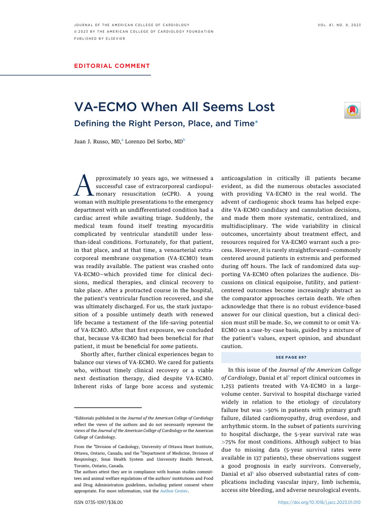 IMP Shock Etiol 5y Outcome VA-ECMO Edit 2023 | PDF | Randomized ...