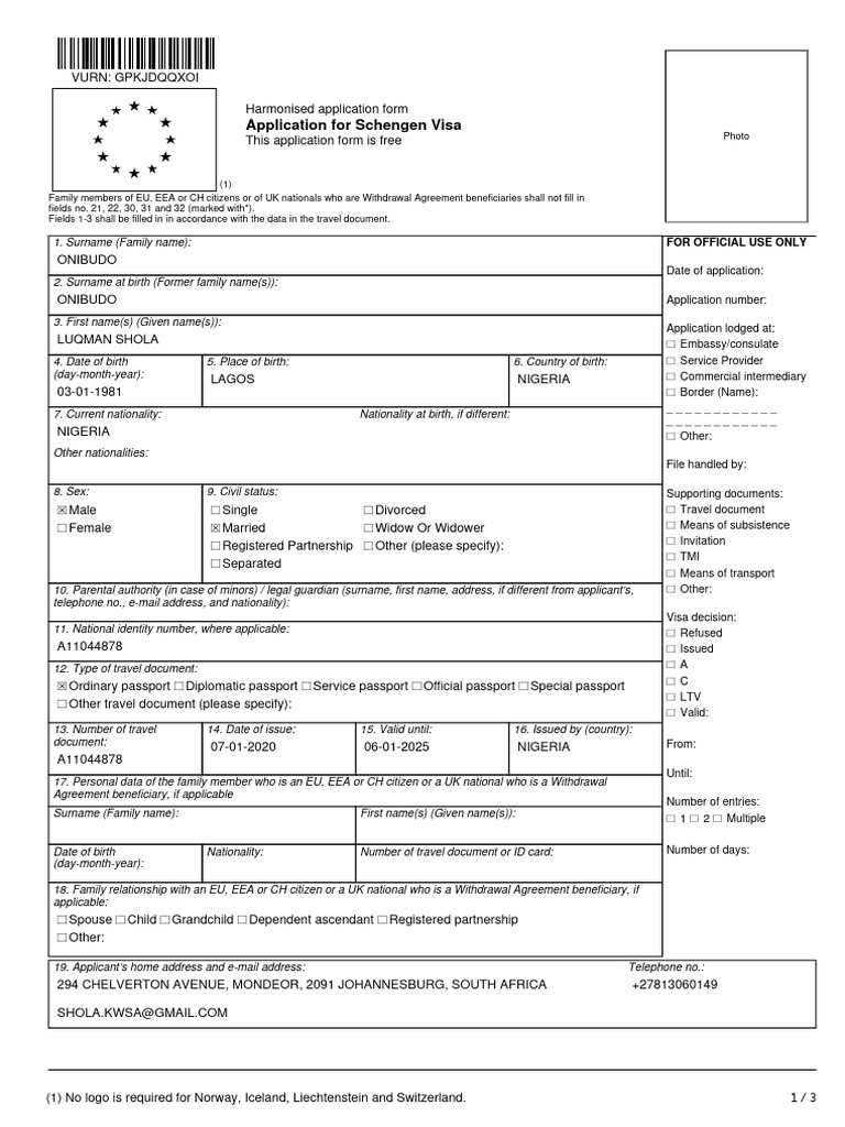 denmark Application | PDF | Travel Visa | Passport