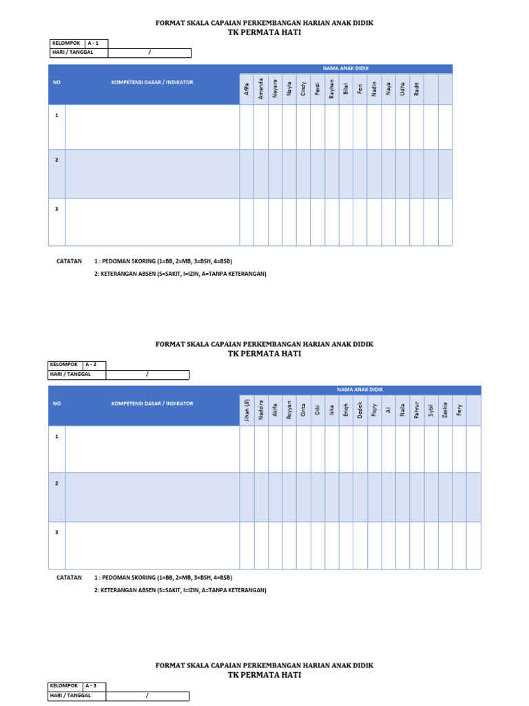 Format Skala Mingguan | PDF