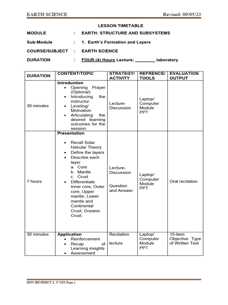 Module 6 Earths Formation and Layers | PDF | Planetary Core | Earth