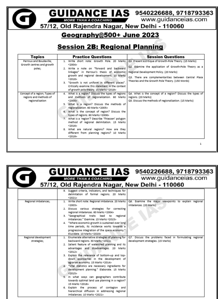 Session 2B Questions (Regional Planning) - 2023-06-19 | PDF | Economies