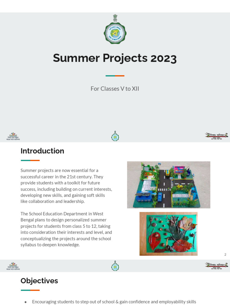 Summer Projects for Classes V-XII 2023 | PDF