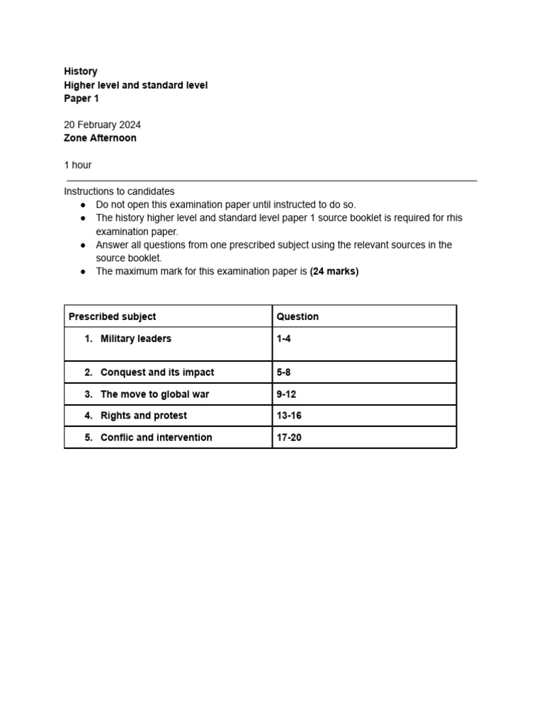 History HL_SL Paper 1 Examination paper (1) (1) | PDF