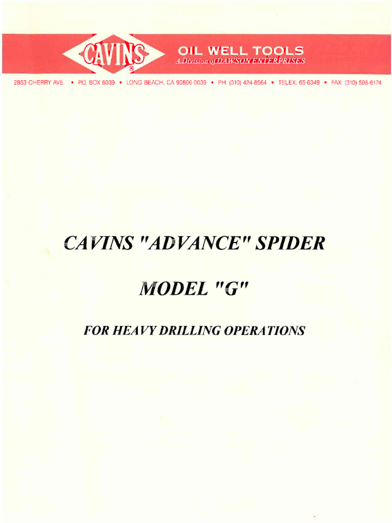 Cavins Model G Sipder | PDF