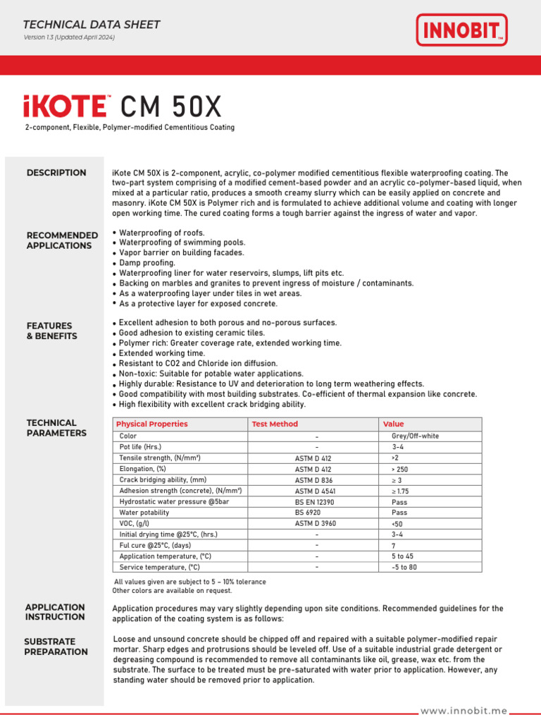 Ikote CM 50X TDS (02-April-2024) V1.3 | PDF | Concrete | Coating