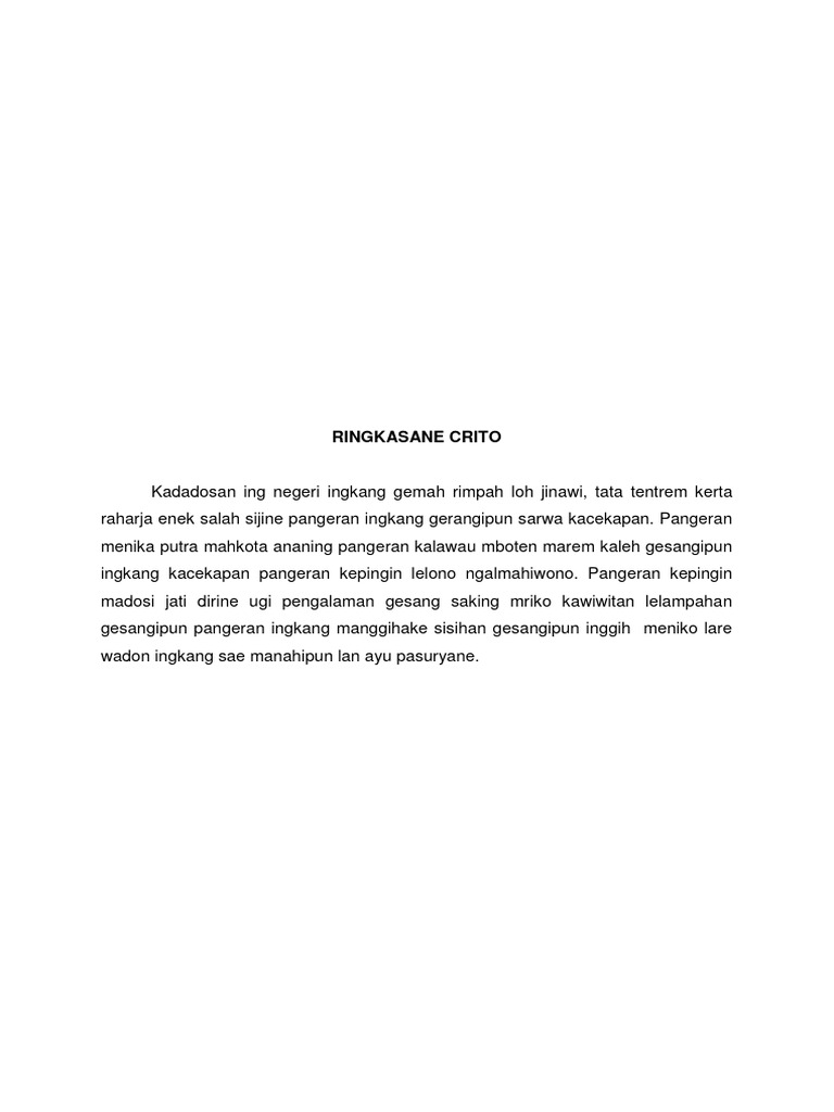Ringkasan Cerita Crito: Pangeran dan Klenting | PDF | Griya & Taman