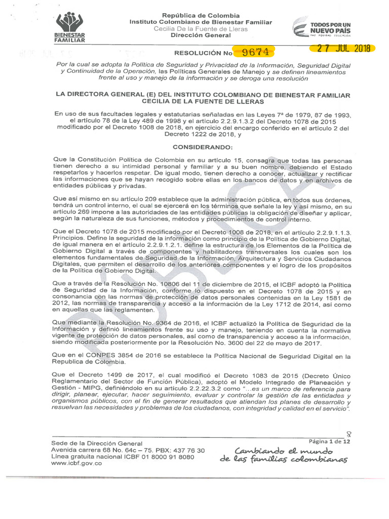 9674 - Adopta La Politica de Seguridad y Privacidad de La Informacion ...